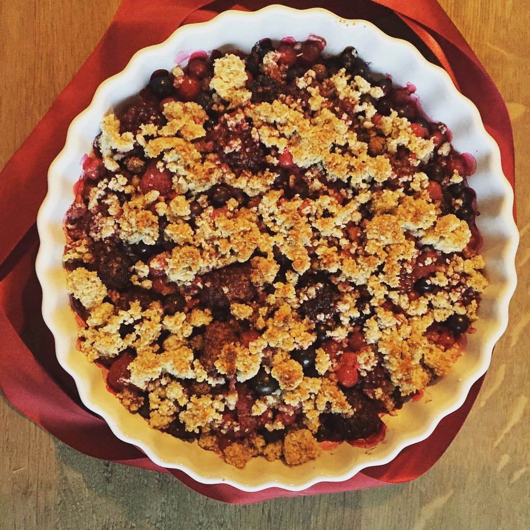 Roodfruit Crumble van Amandelmeel