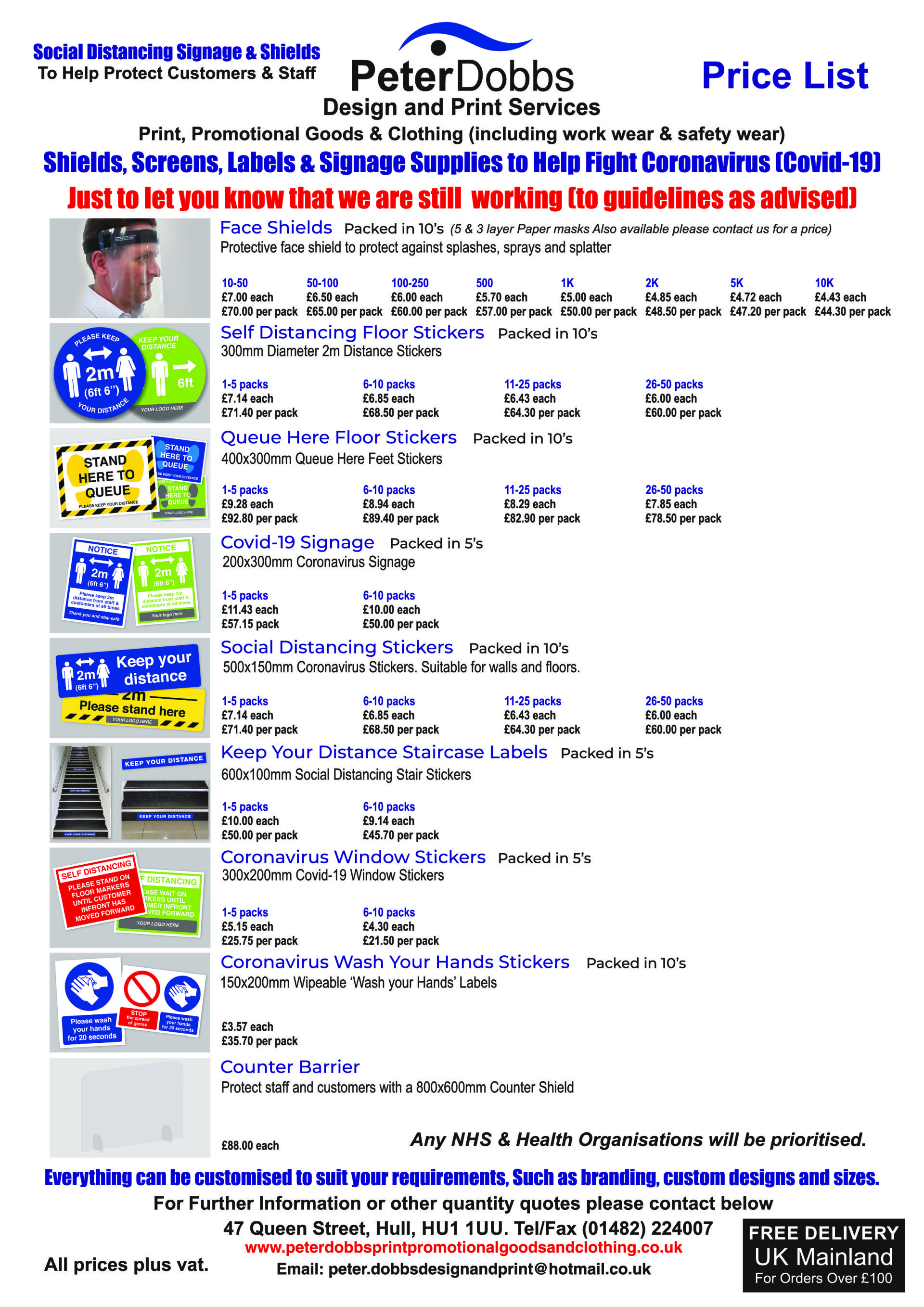 Social Distancing Products | Peter Dobbs Design and Print Services