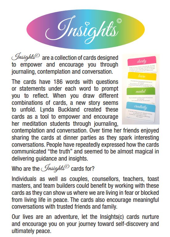 Insights© Cards for Journaling, Contemplation and Conversation created ...