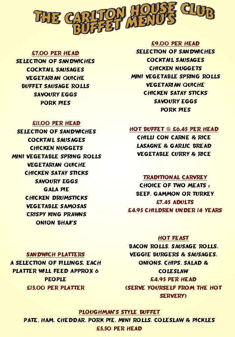 Venue catering, The Carlton House Club