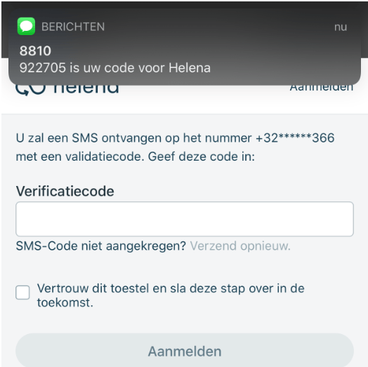 Ik heb geen sms-code ontvangen?