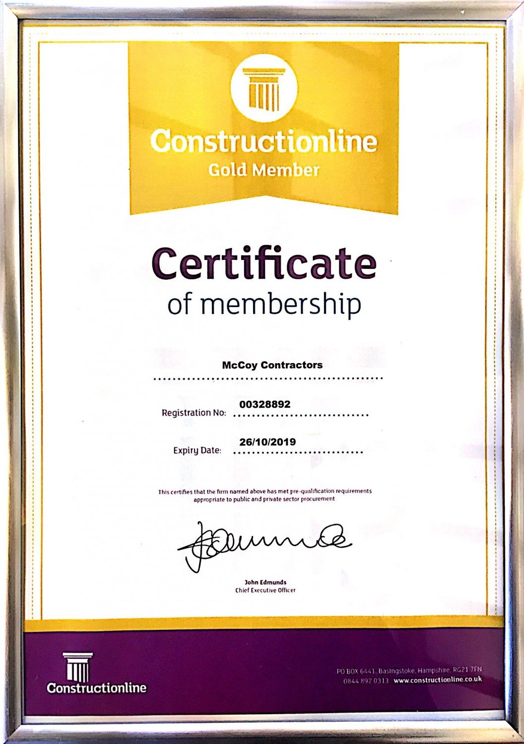 McCoy Secure Constructionline Gold Membership