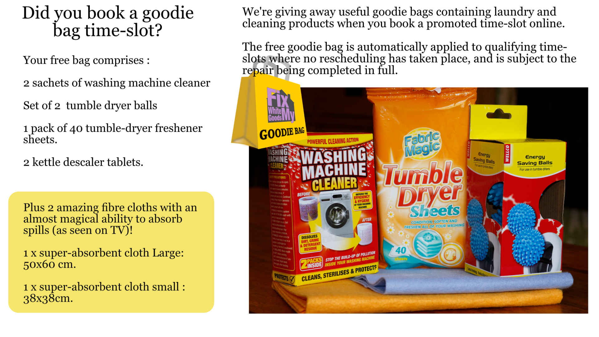 Fixed cost labour appliance repairs