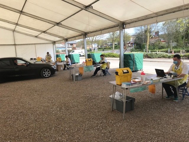 Temporary marquee shelters for mass vaccination