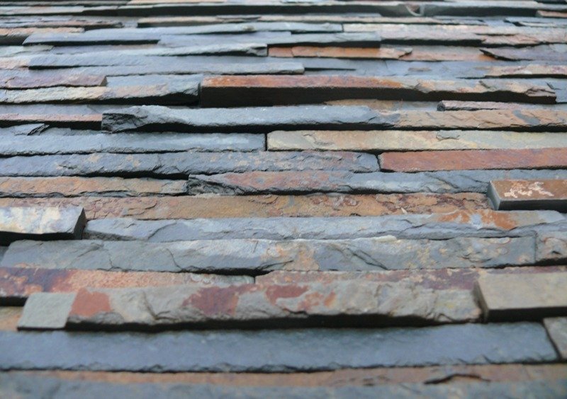 Multicolour Thin Strip Stone Panels | Real Stone Cladding