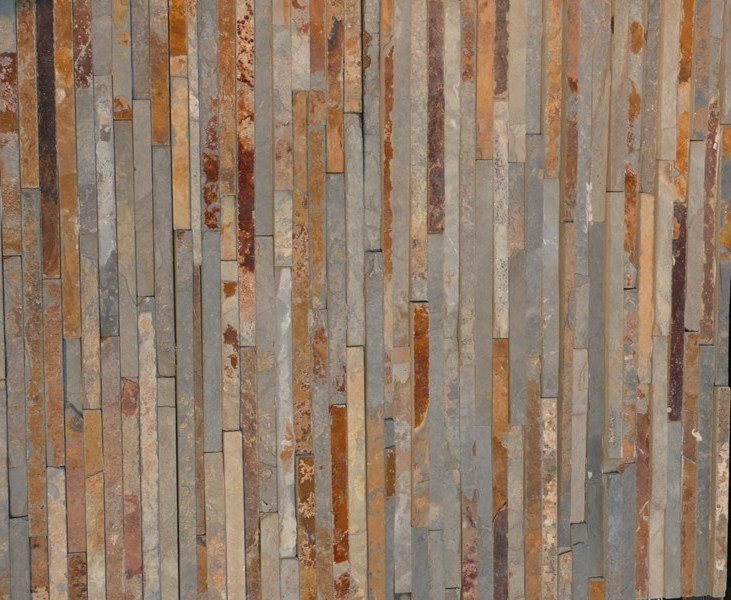Multicolour Thin Strip Stone Panels | Real Stone Cladding