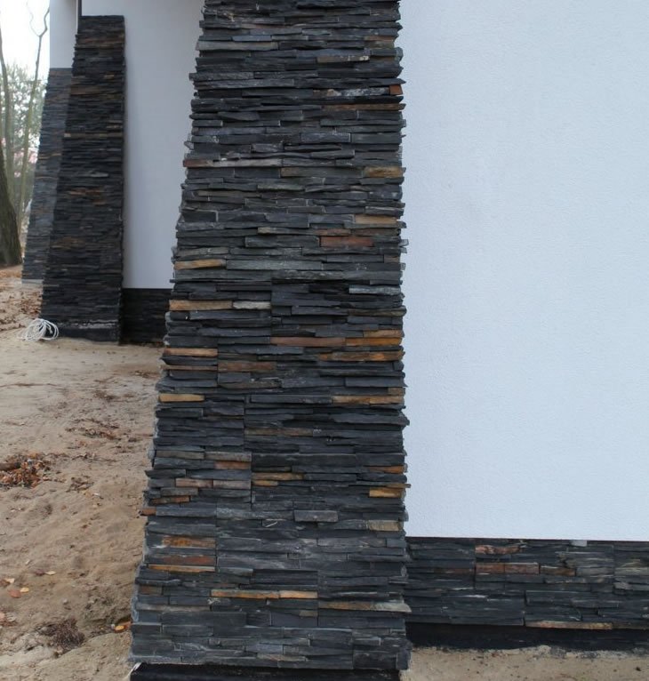 Bella Black Ledgestone Panels | Real Stone Cladding