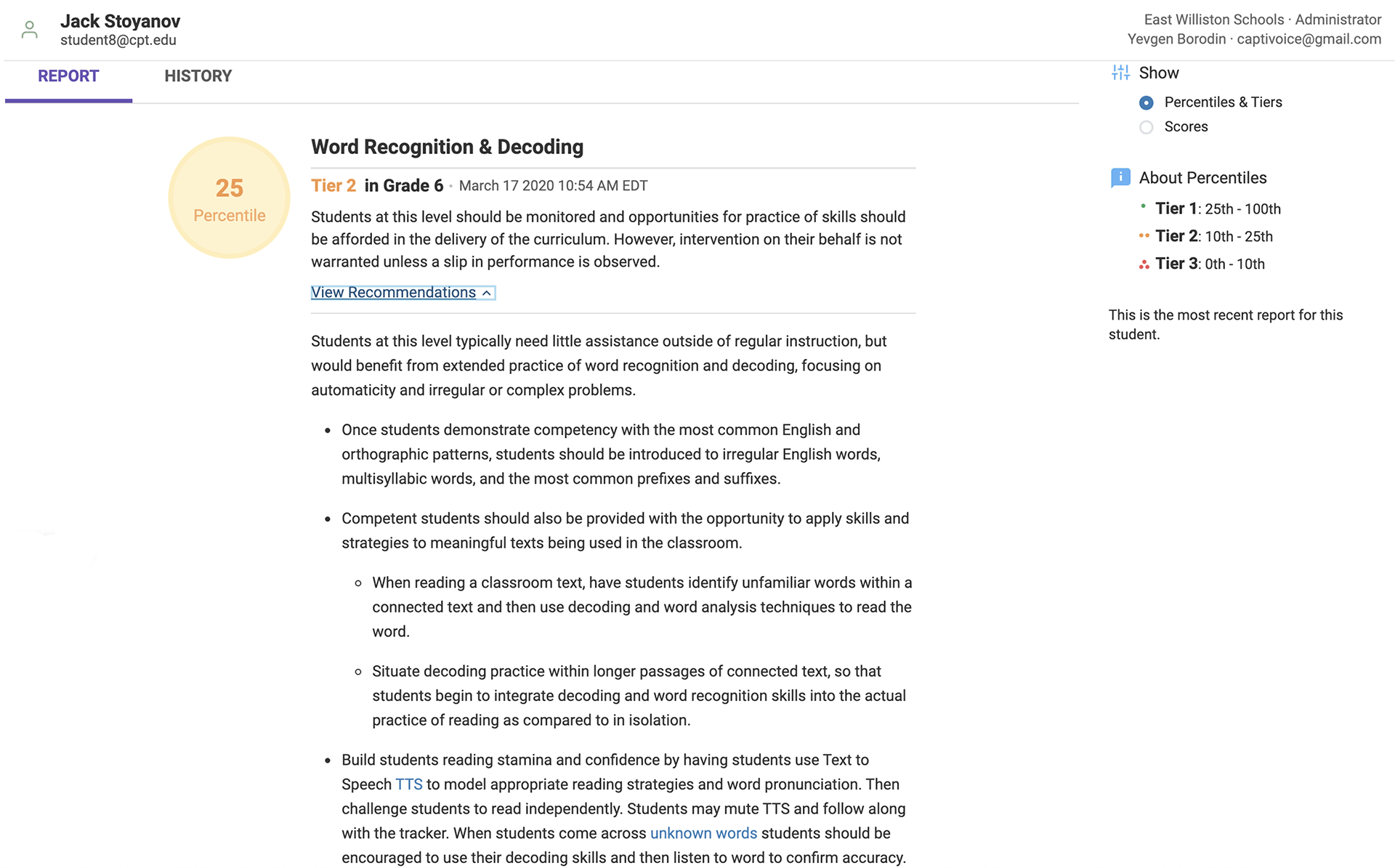 Interpreting Scores | Capti Assess with ETS ReadBasix