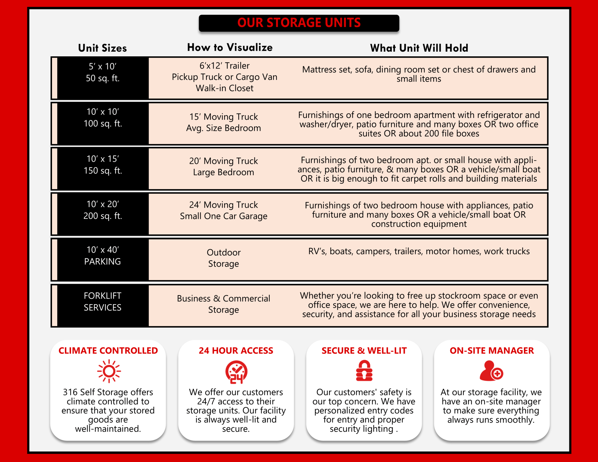316 Self Storage Brochure | Best Storage in Winder