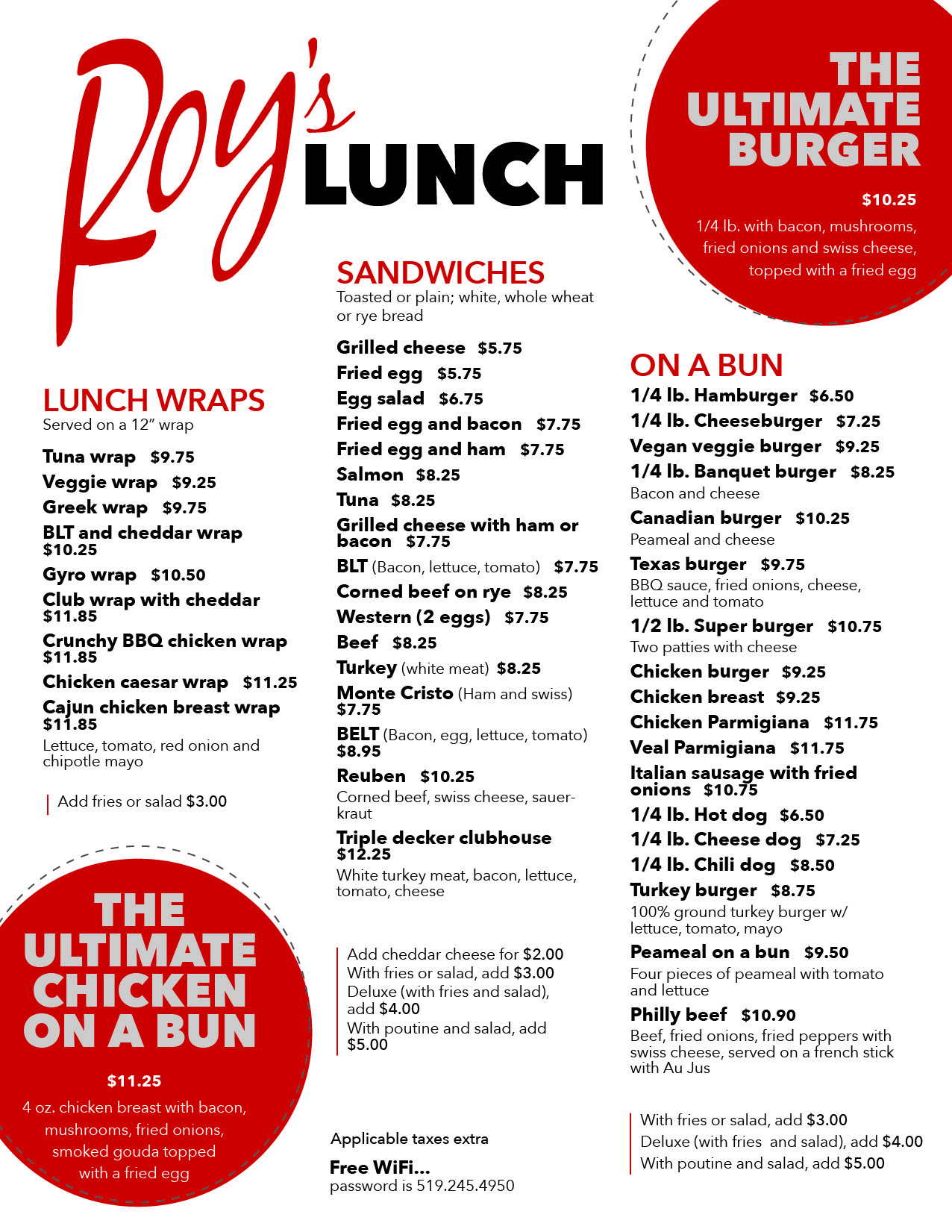 Menu | Roy's Family Restaurant & Catering