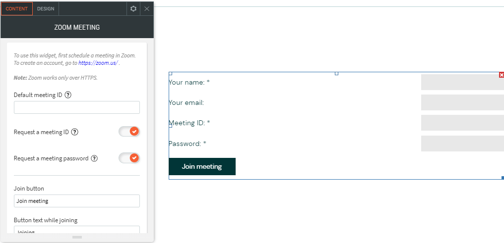 Zoom Widget for Duda