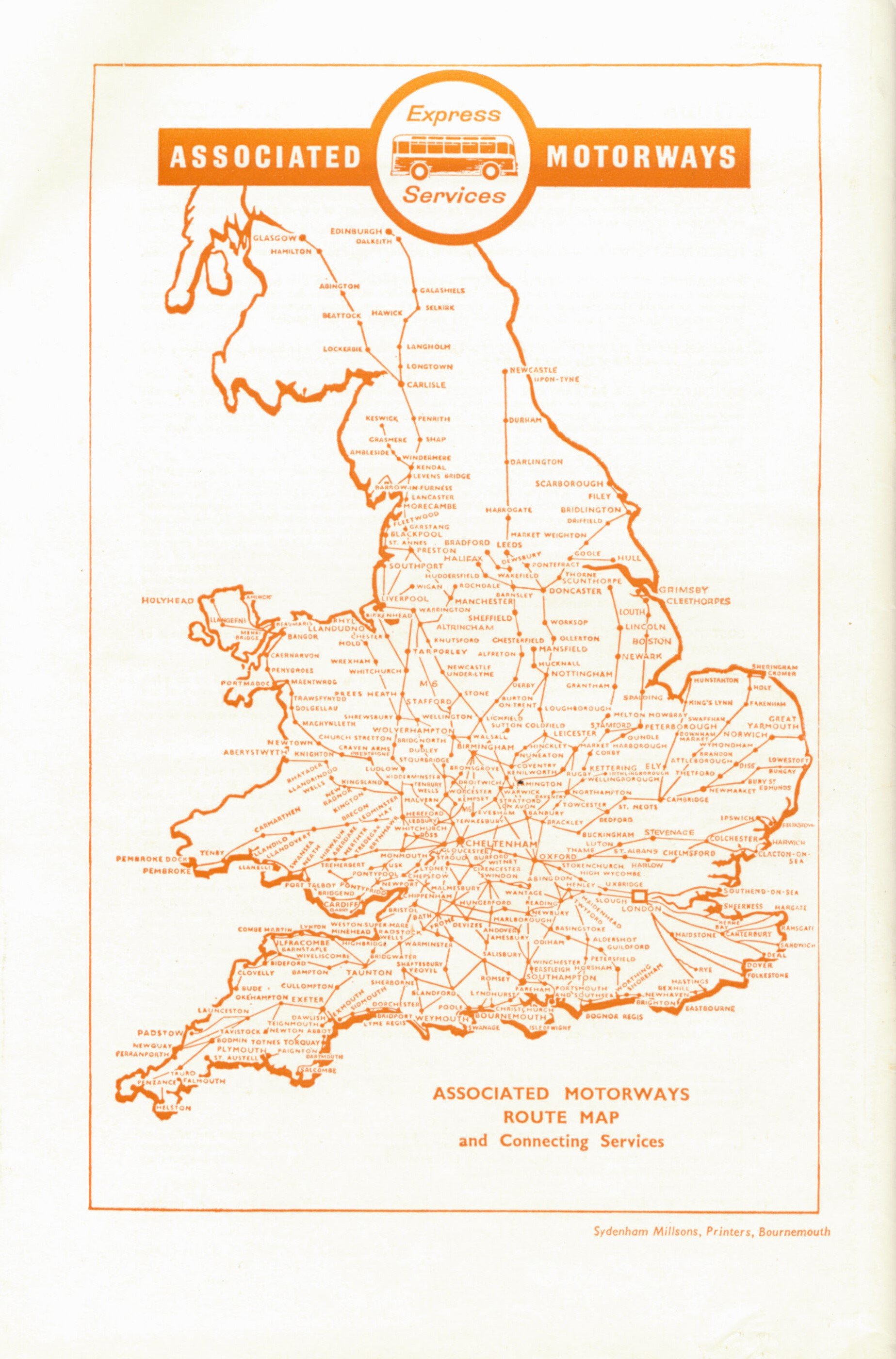 Details of Associated Motorways express coach routes operated by RED ...