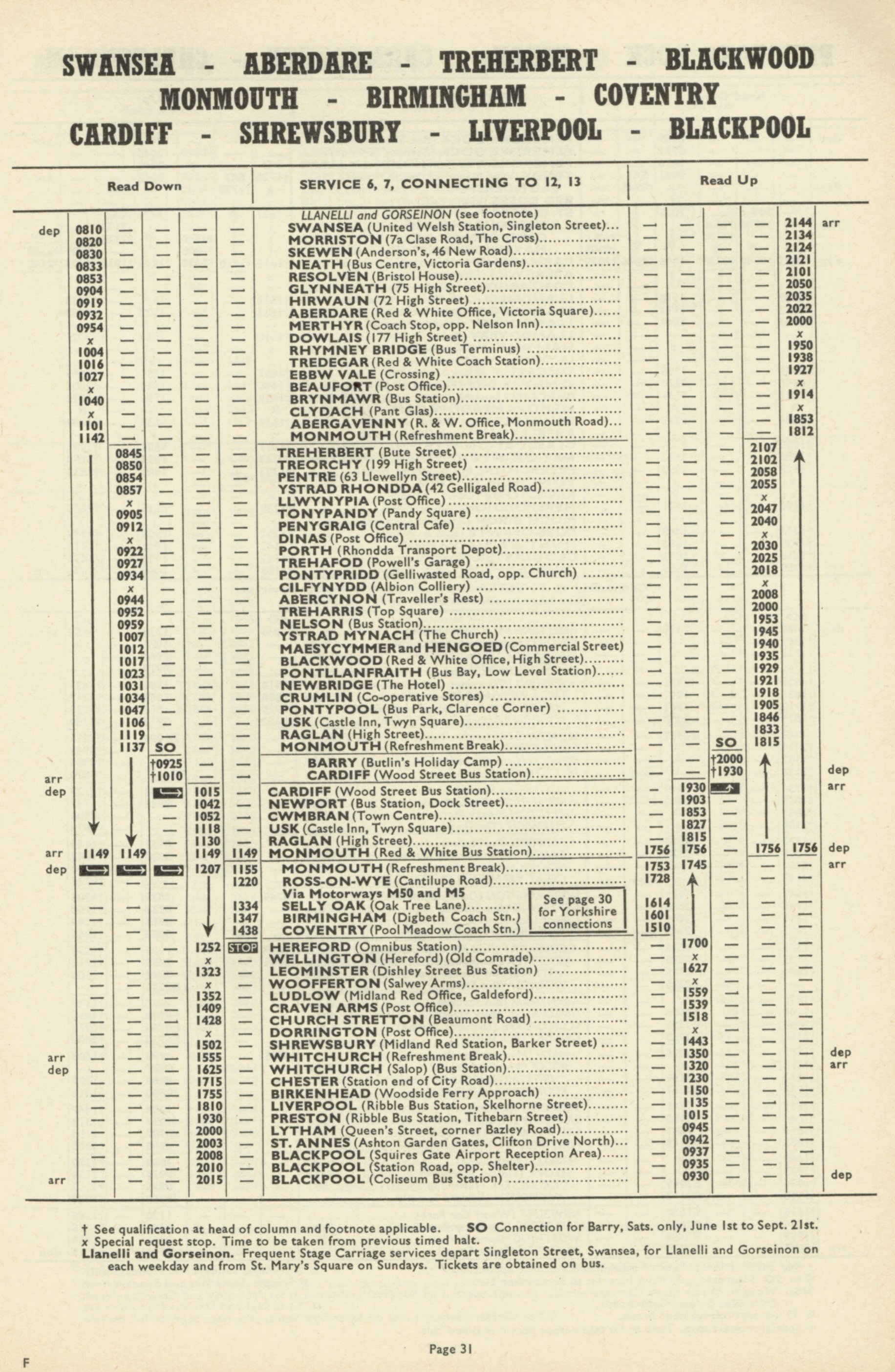 Details of Associated Motorways express coach routes operated by RED ...