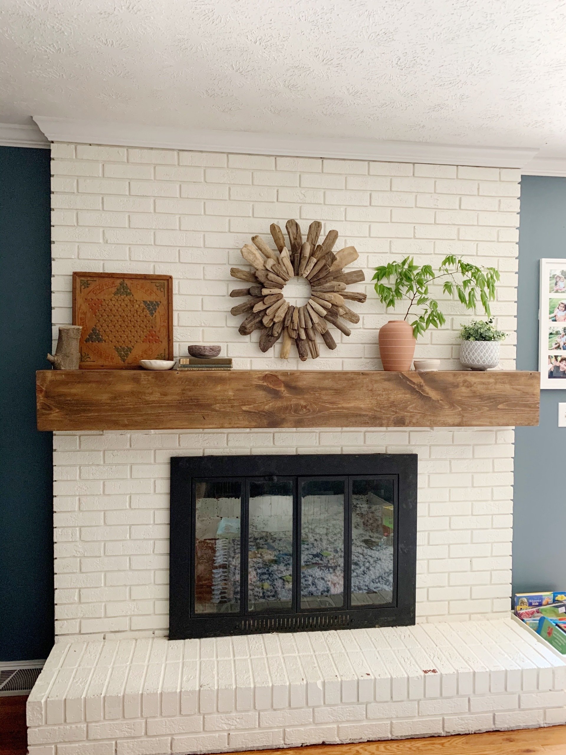 DIY Rustic Fireplace Mantle