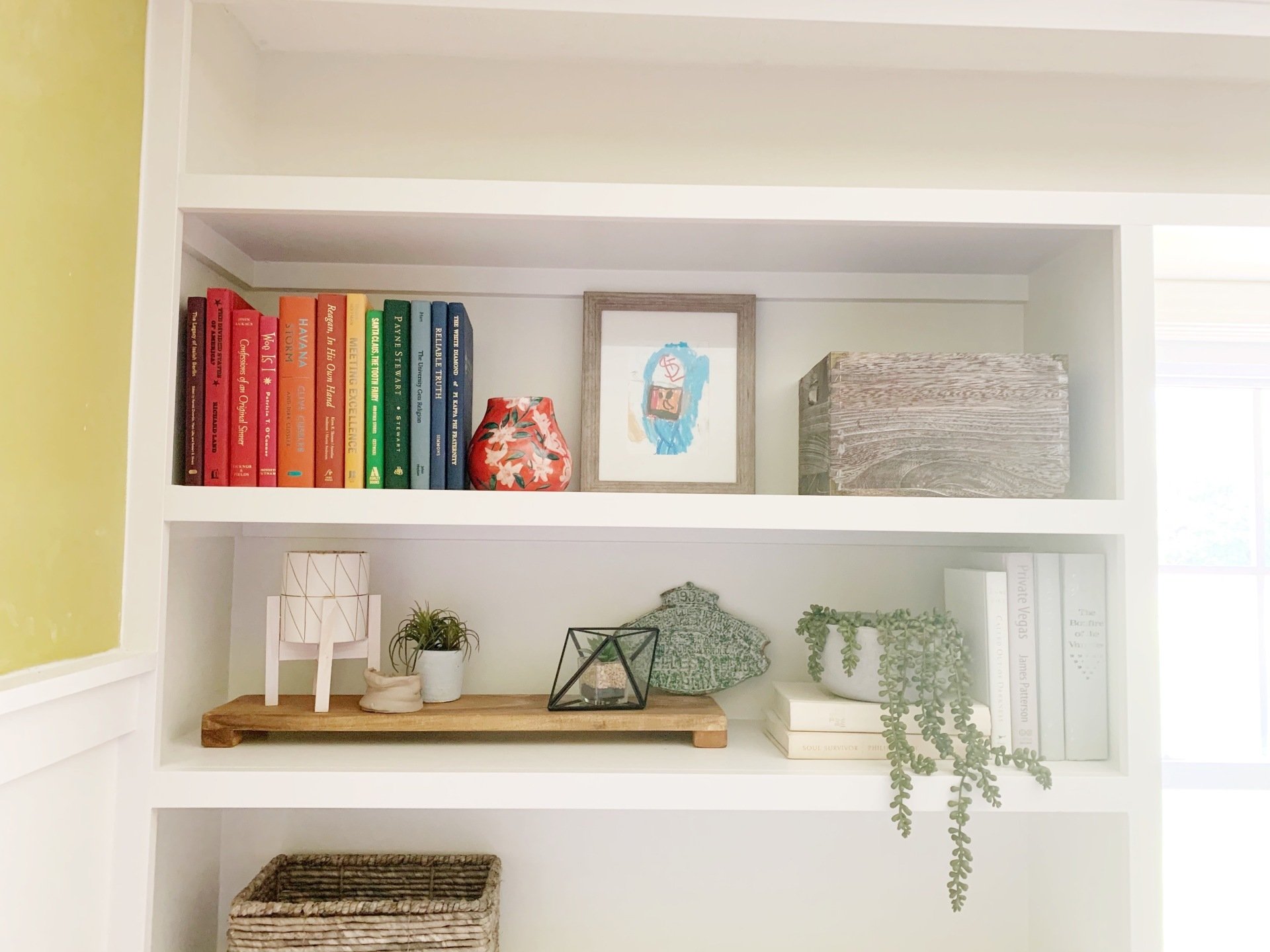Decorate Bookshelves with Color Coded Books