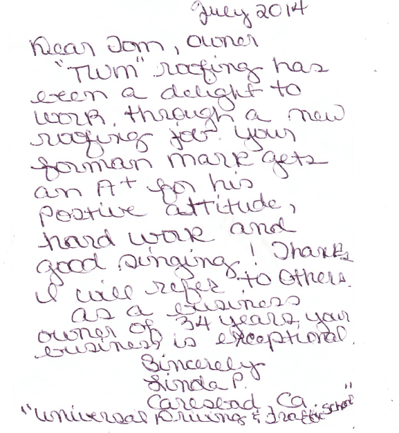 Testimonials | TWM Roofing