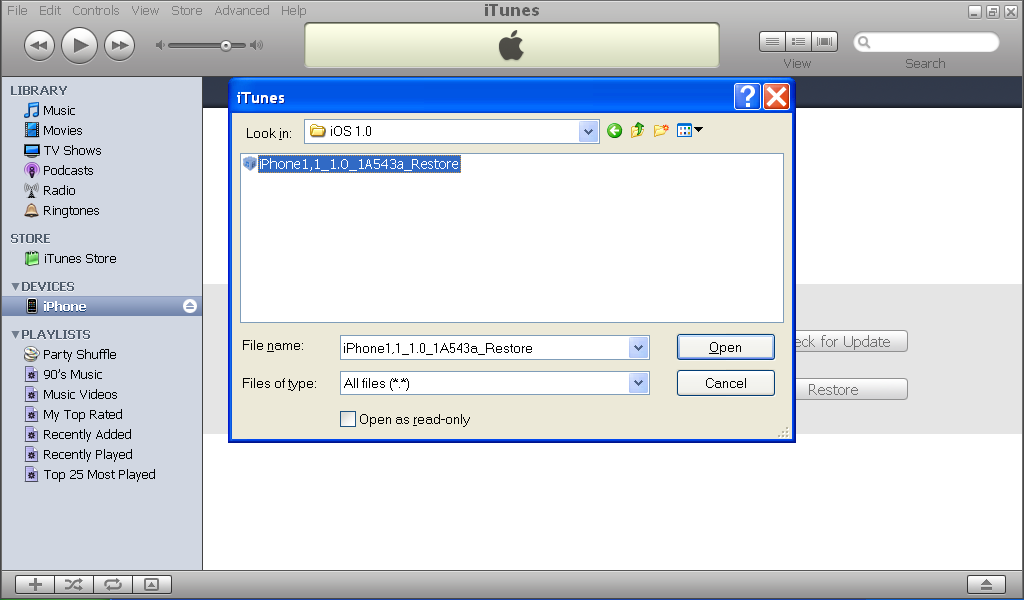 How to downgrade an iPhone 2G to iOS 1.0