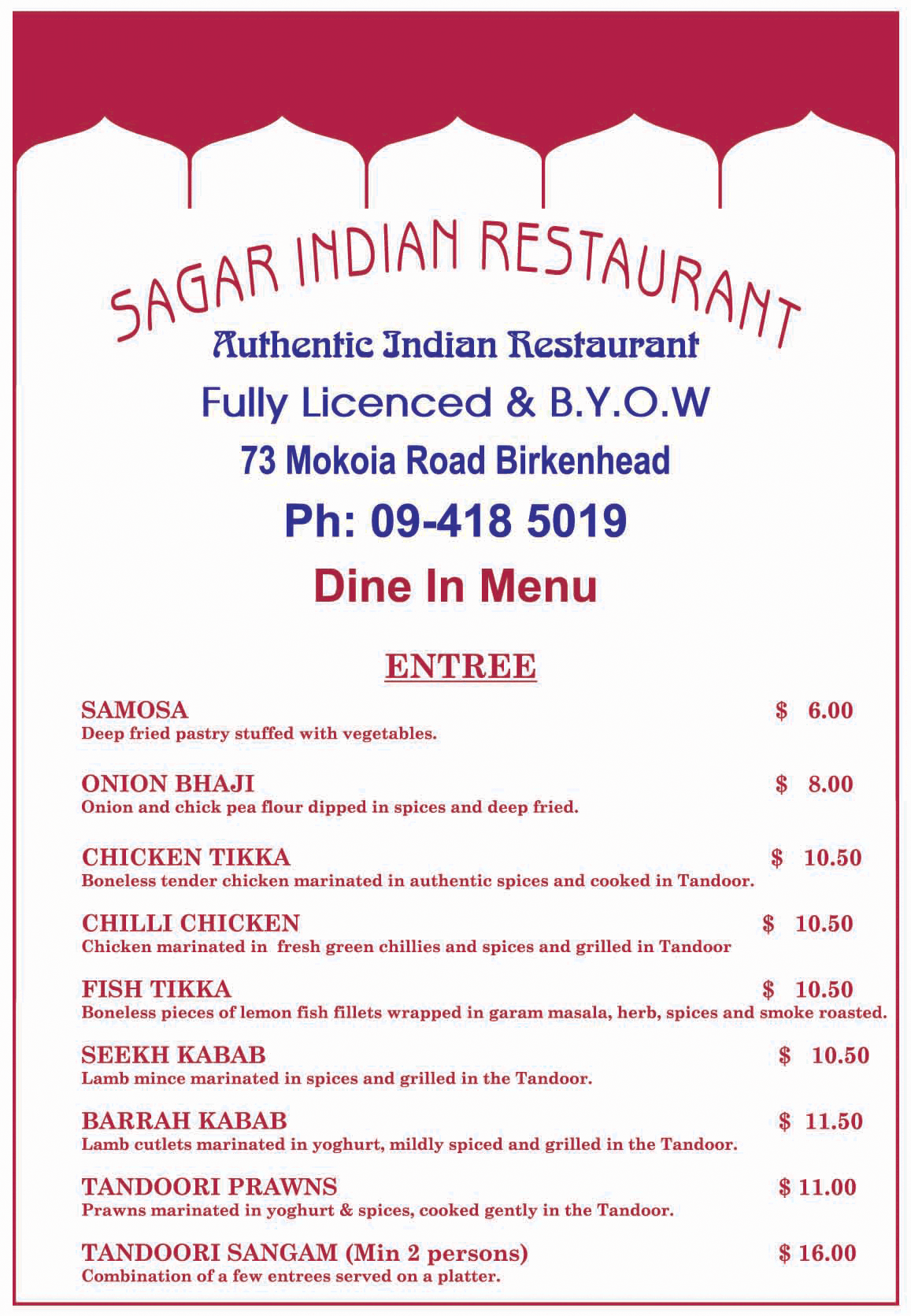 Indian cuisine North Shore - Sagar Indian Restaurant