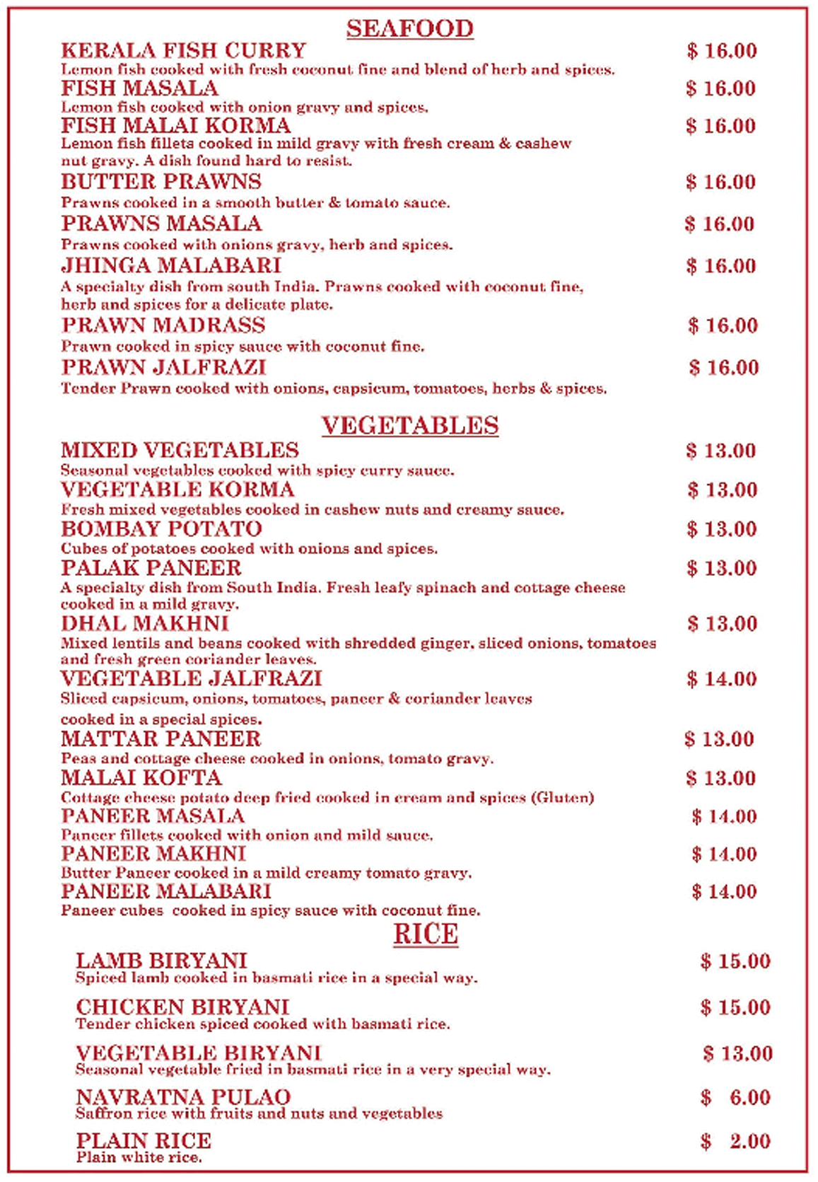 Indian cuisine North Shore - Sagar Indian Restaurant