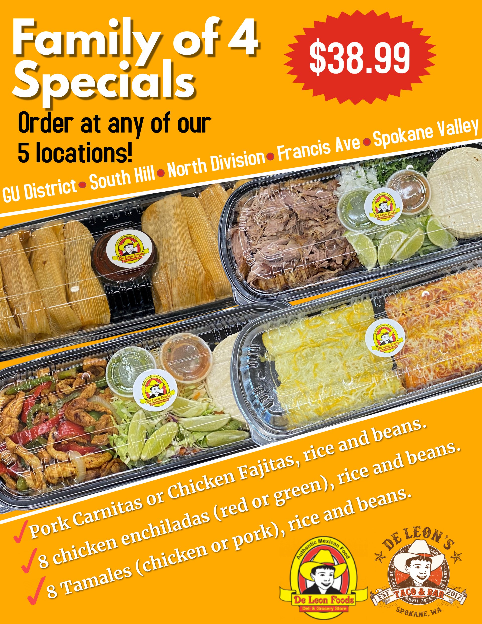 De Leon Foods | Carry-Out Specials | Spokane, Wa
