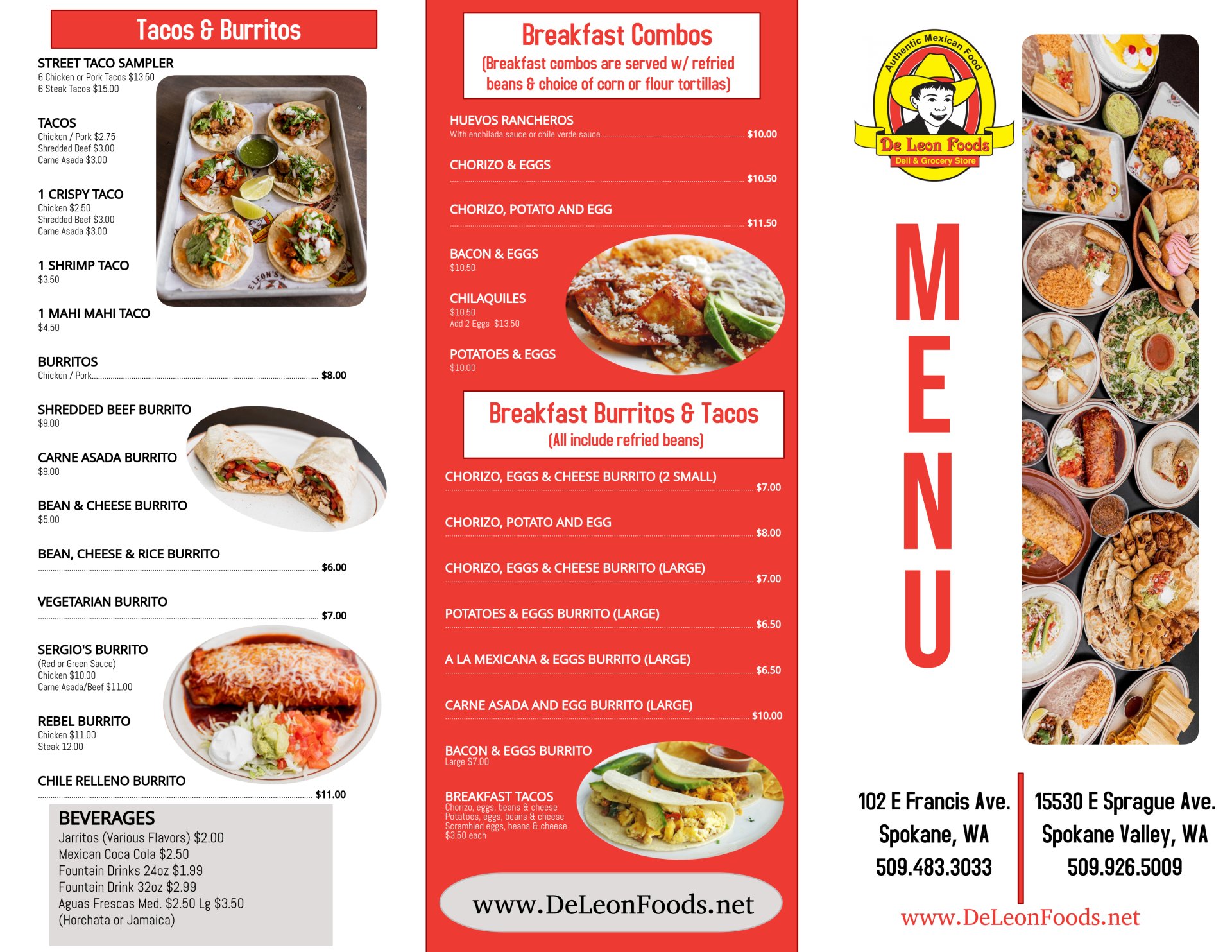De Leon Foods | Menu | Spokane, Wa
