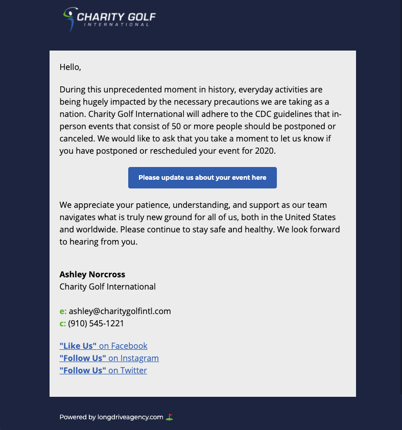 What to do if your Charity Golf Tournament is Rescheduled