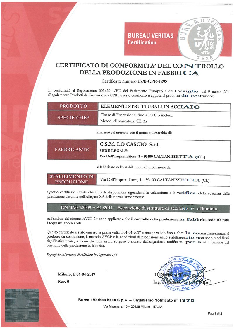 Certificati di conformità | Caltanissetta, Sicilia | C.S.M. Lo Cascio