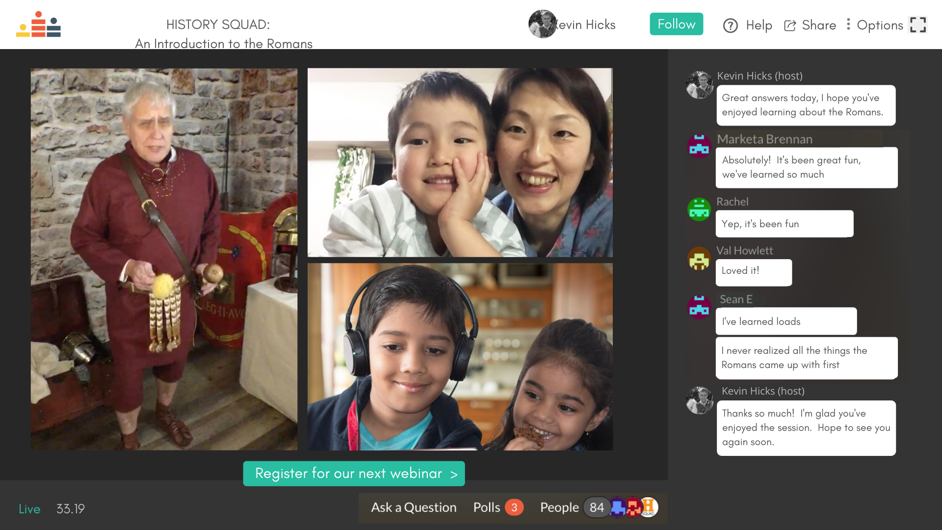 Live history webinars keep students on the edge of their seats