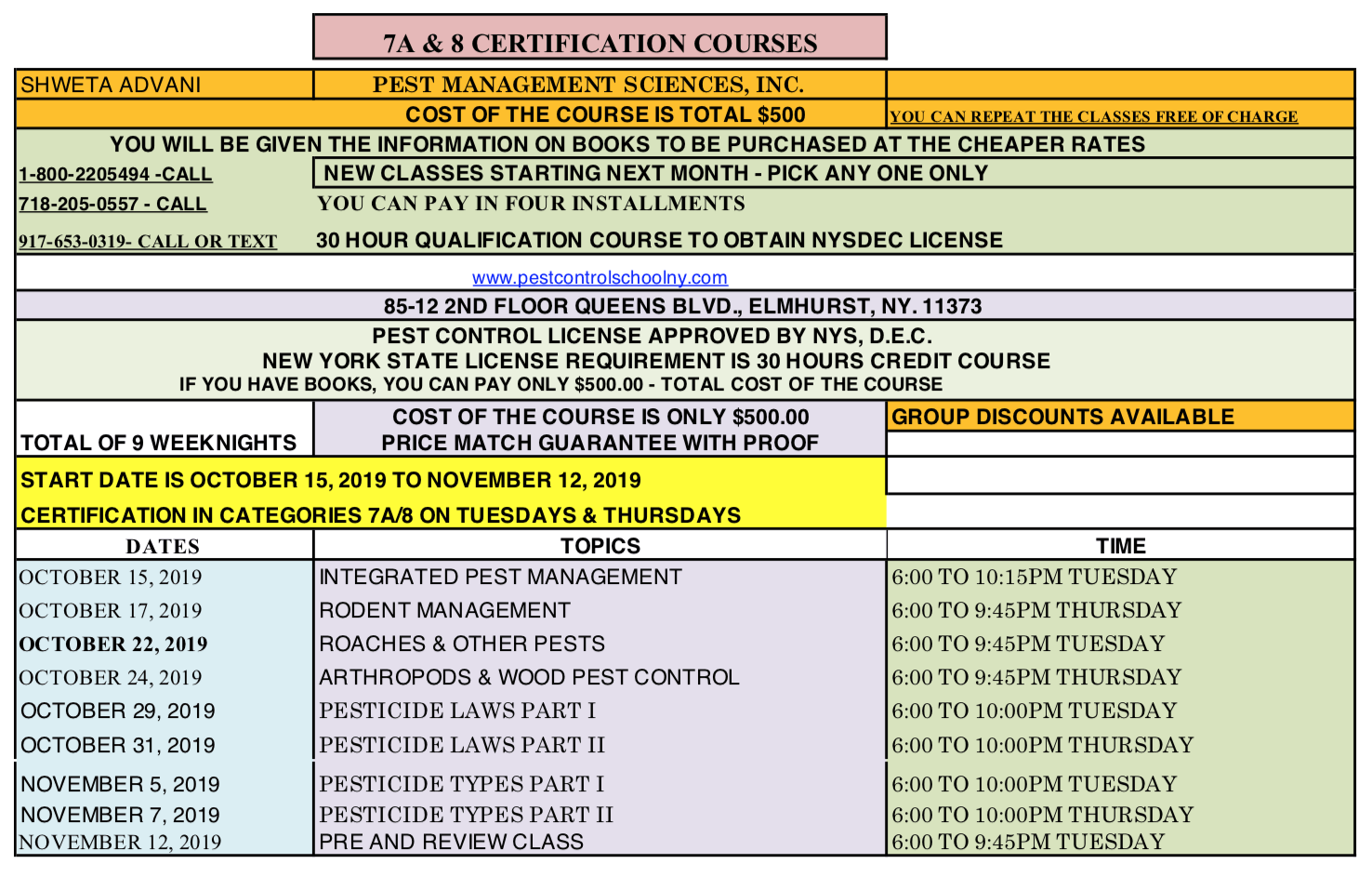 Pest Control School Bronx, NY & Brooklyn, NY | Pest Control School ...