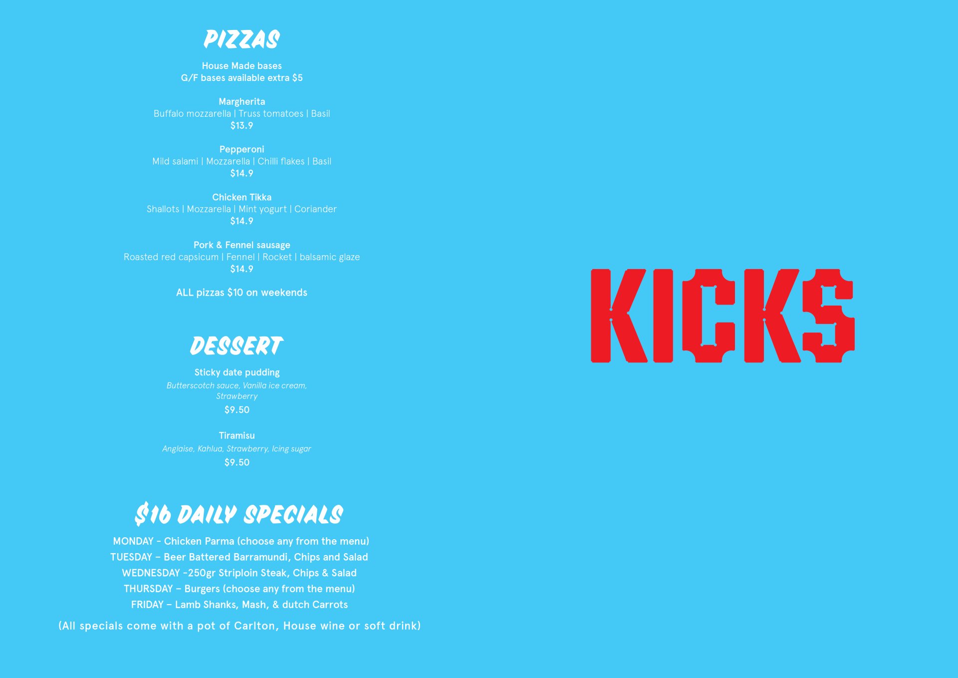 KICKS Melbourne Sports Restaurant and Bar.