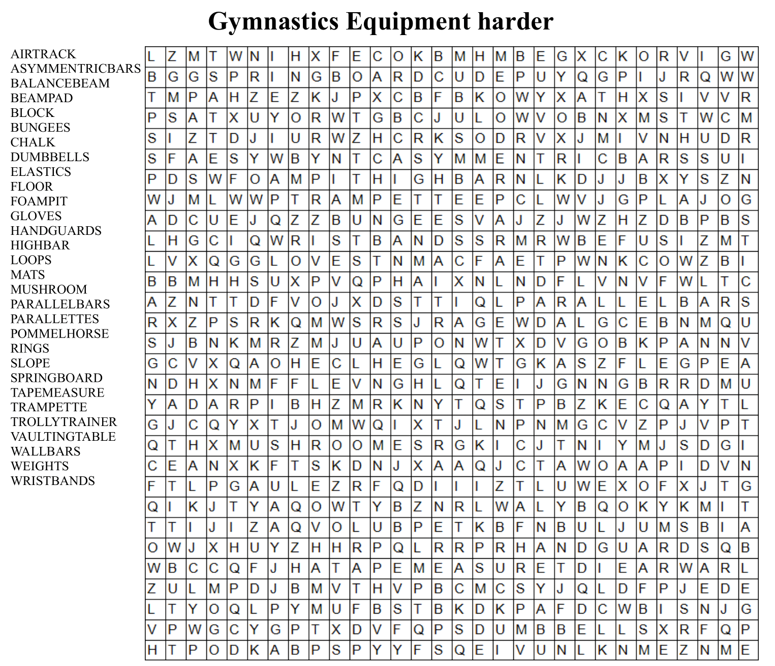 Word Searches | Sutton School of Gymnastics