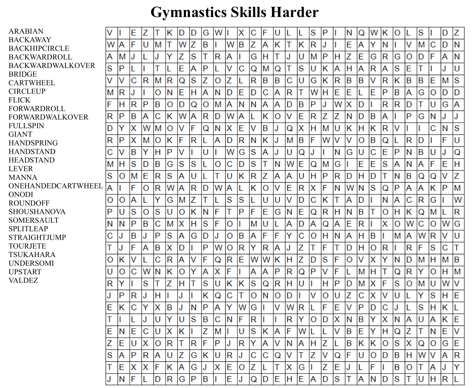 Word Searches | Sutton School of Gymnastics
