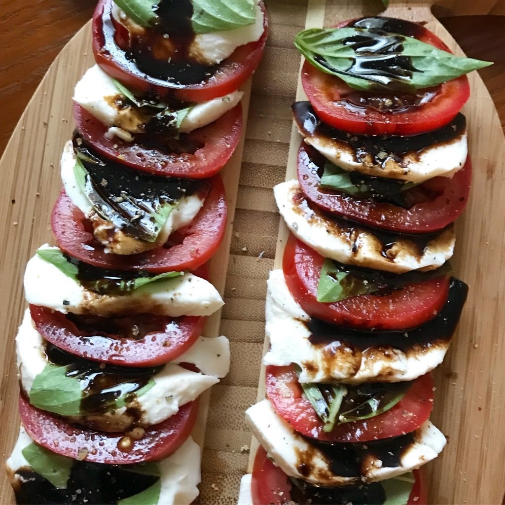 Caprese Style Tomato, Basil & Mozzarella Board
