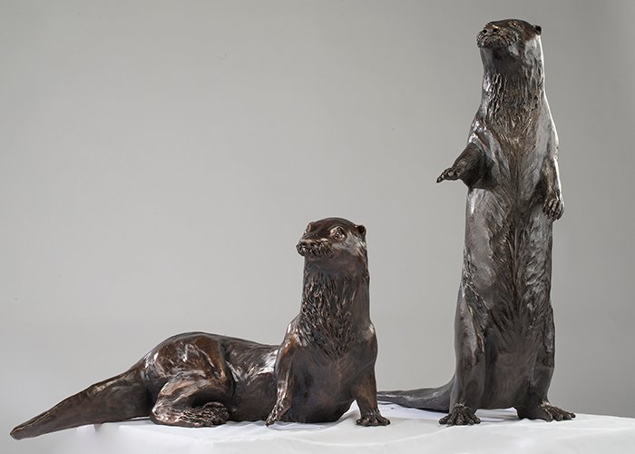 Big Standing Otter Bronze Sculptures