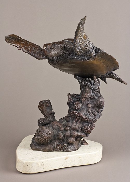 Green Sea Turtle Bronze Sculpture