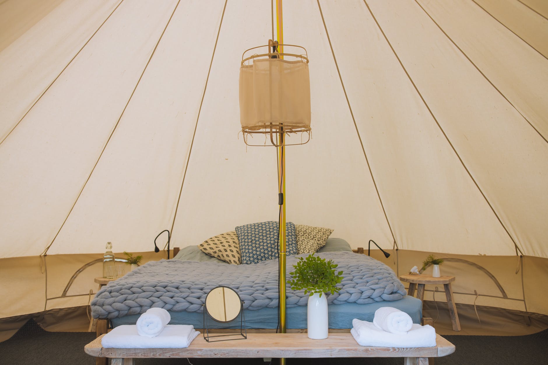 Glamping Site. Luxury bell tents with private hot tubs.