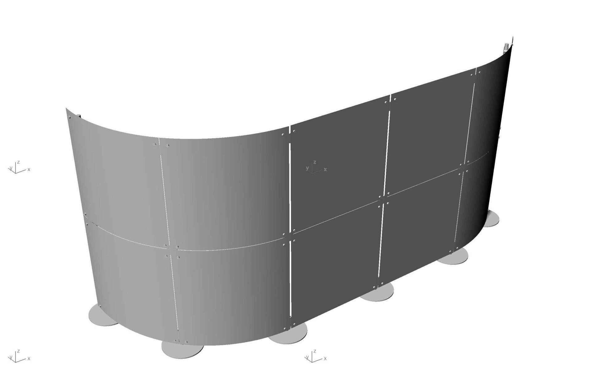 Mobile partition walls: self-supporting modular curved walls