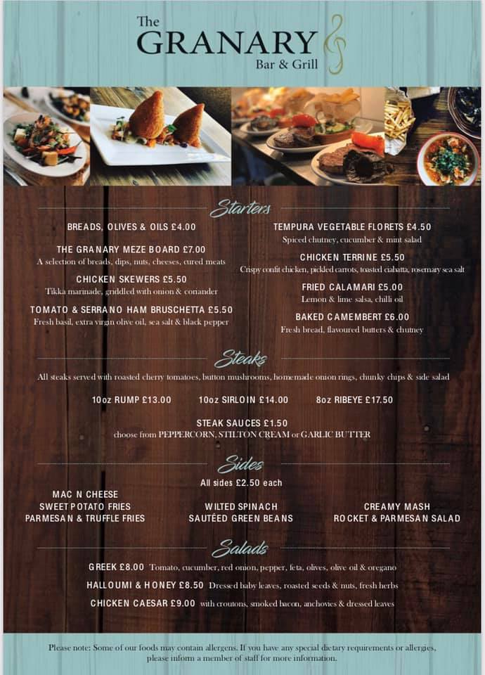 Pub Menu | The Granary