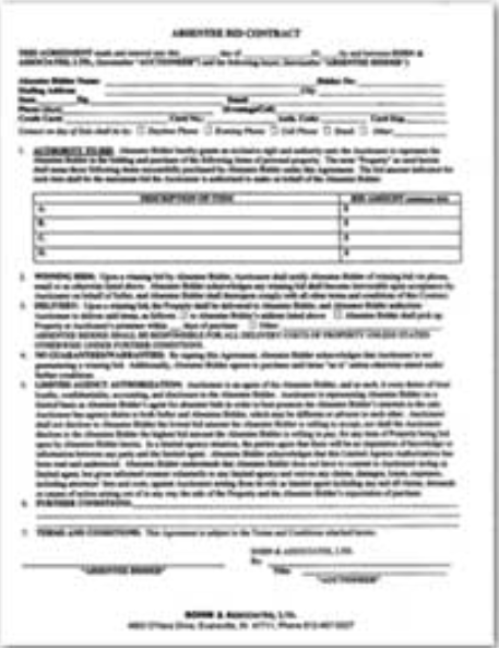 Absentee Bid Form | Sohn & Associates