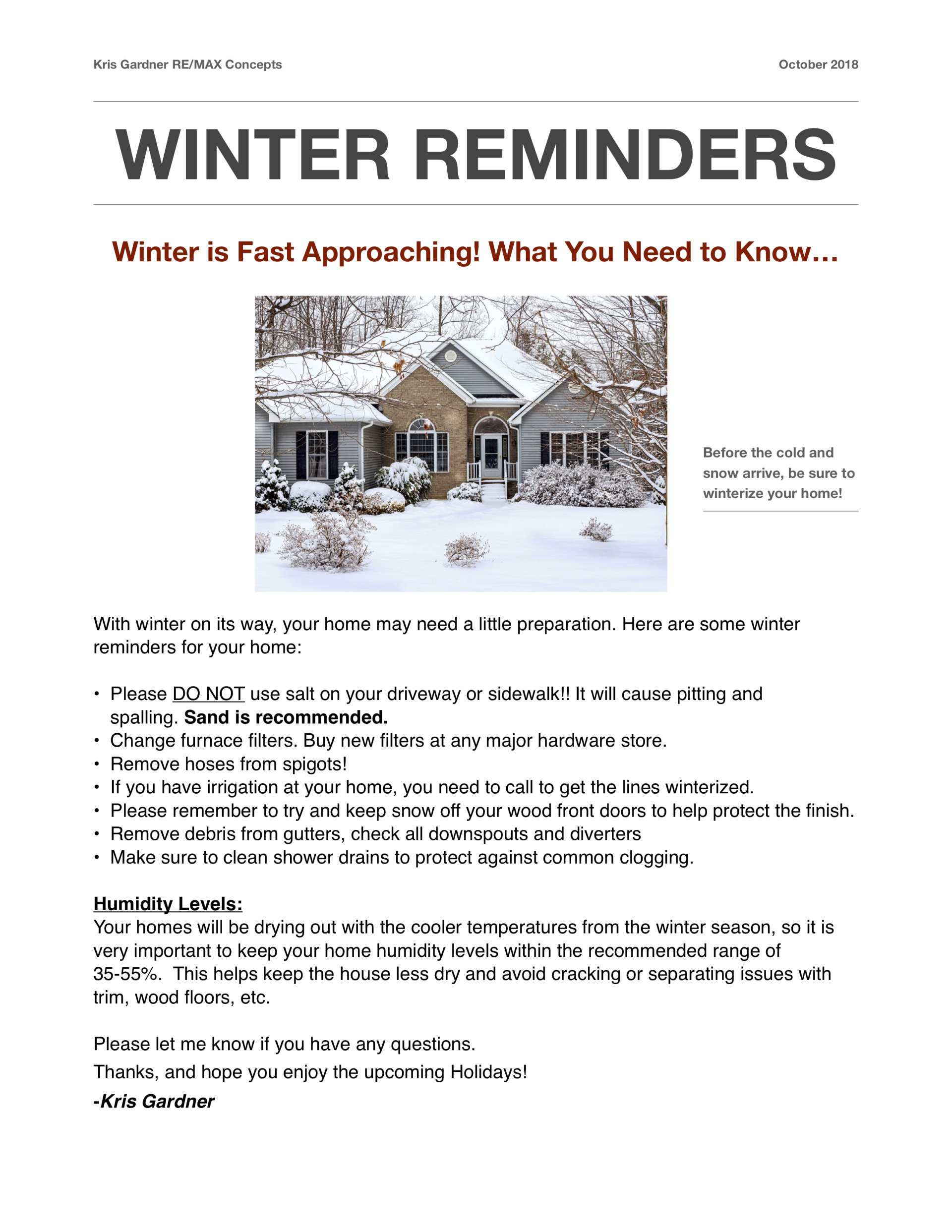 Winter Reminders