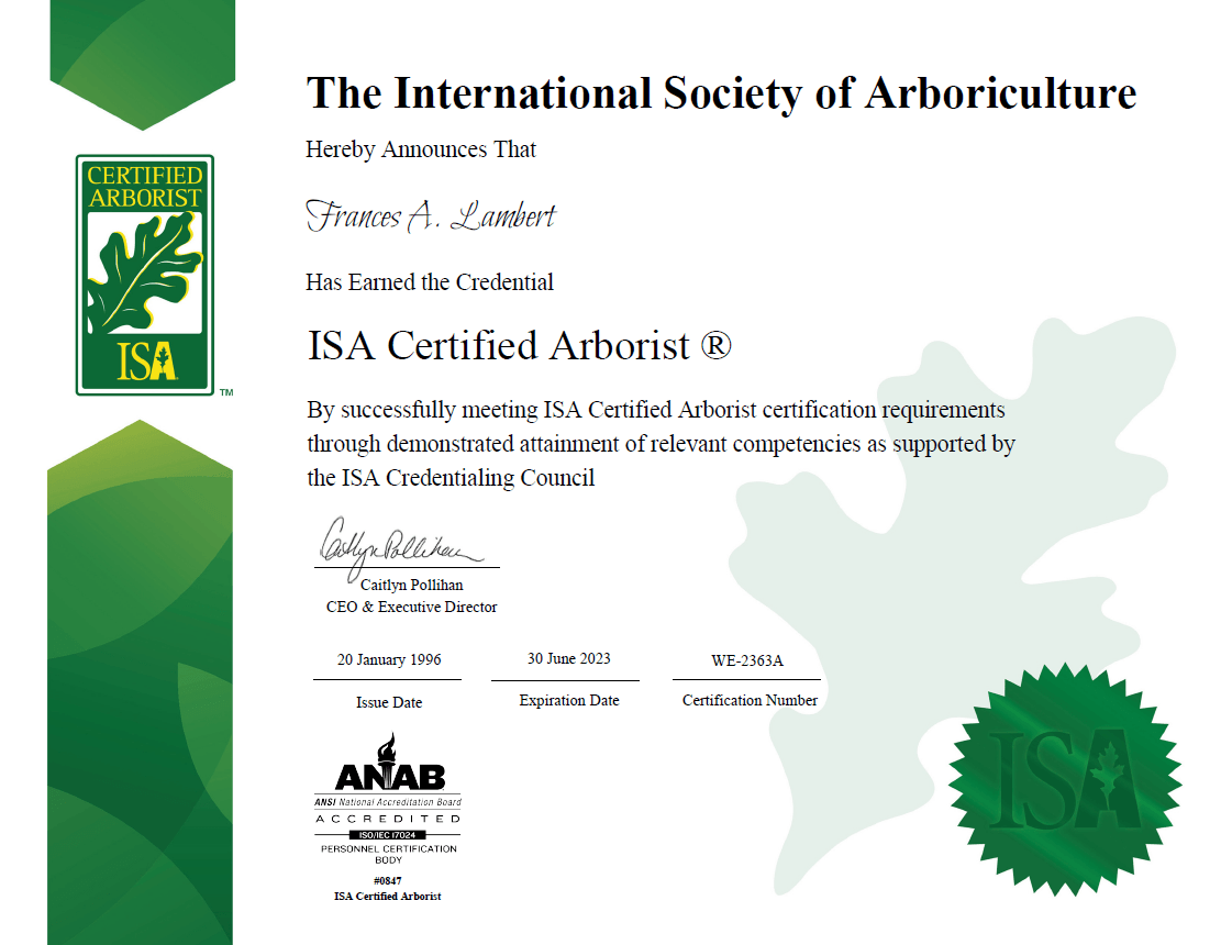 certifications - Rancho Santa Fe, CA - Mariposa Landscape & Tree ...