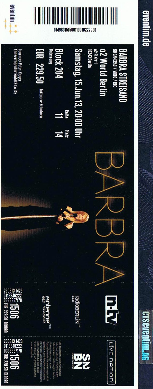 Barbra Archives | Berlin Germany 2013 Concert at O2