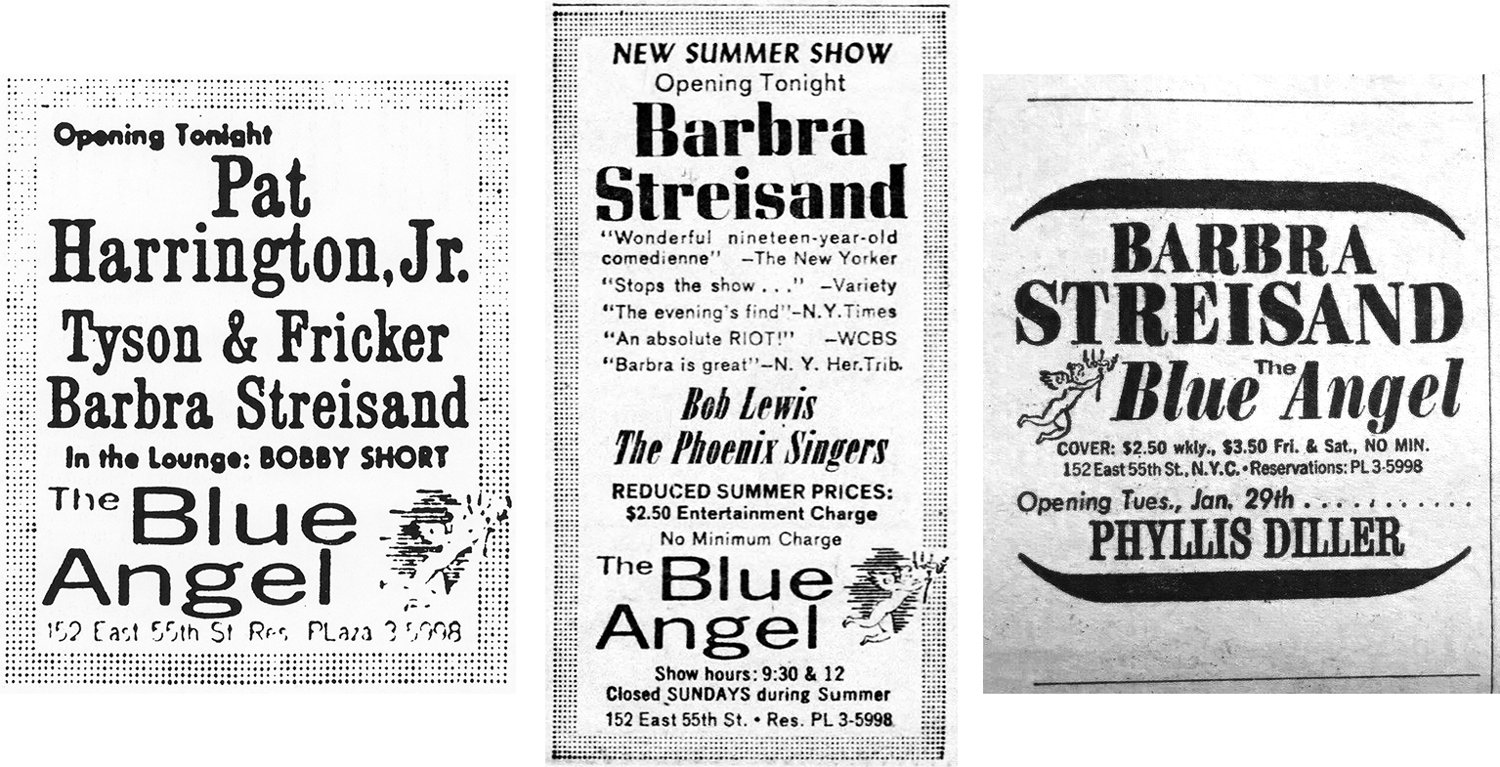 Barbra Archives | The Blue Angel Nightclub New York 1960s