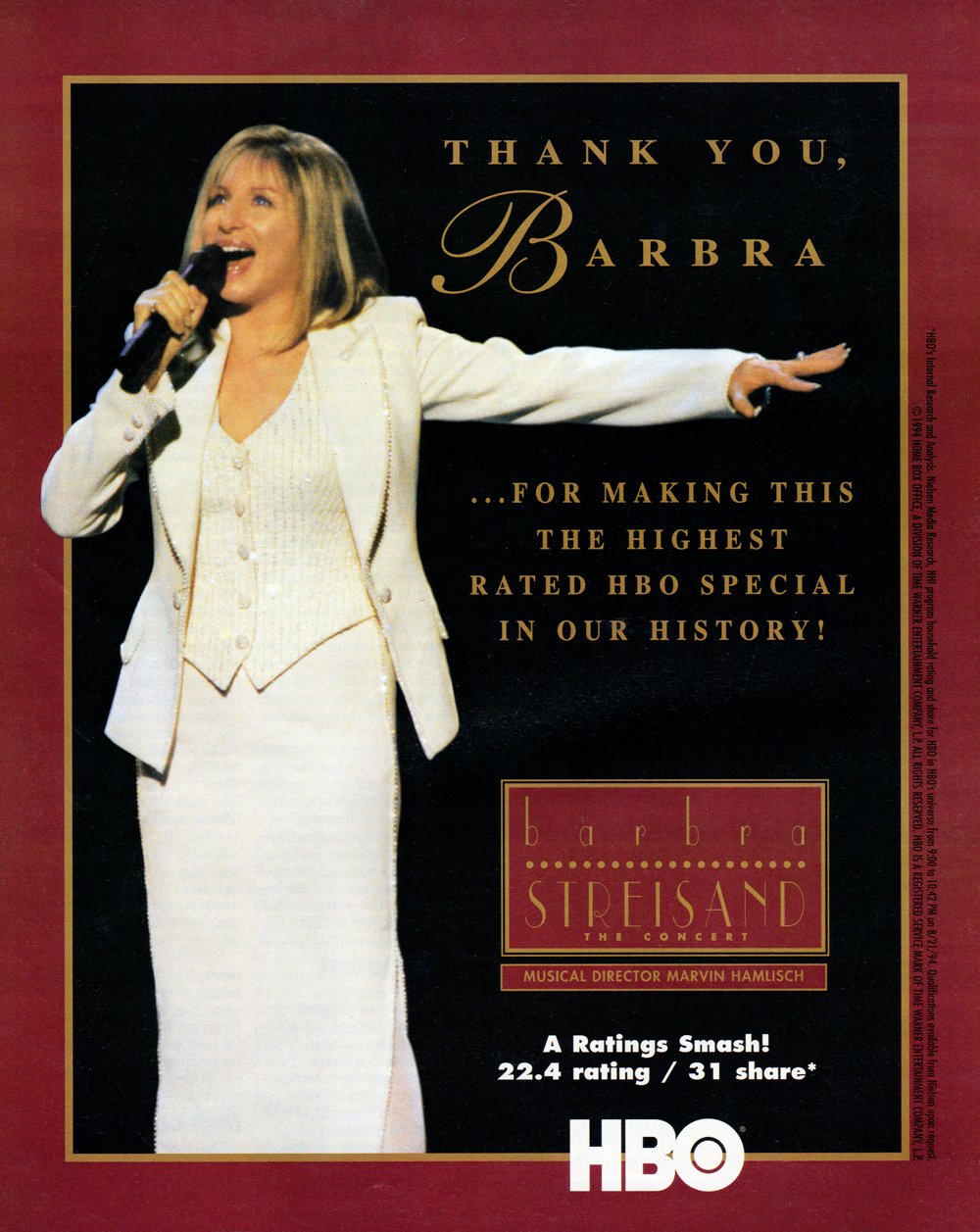 Barbra Archives | TV Concerts | The Concert HBO 1994