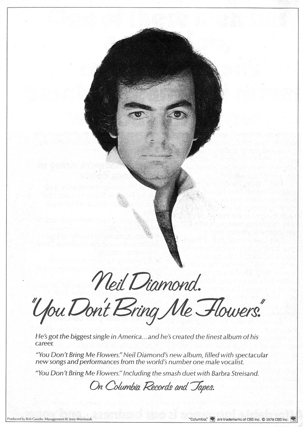 Barbra Archives | Singles | Neil Diamond You Don't Bring Me Flowers