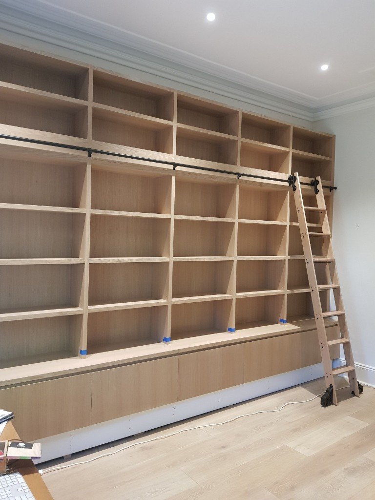 Somewhere to read, custom library shelves