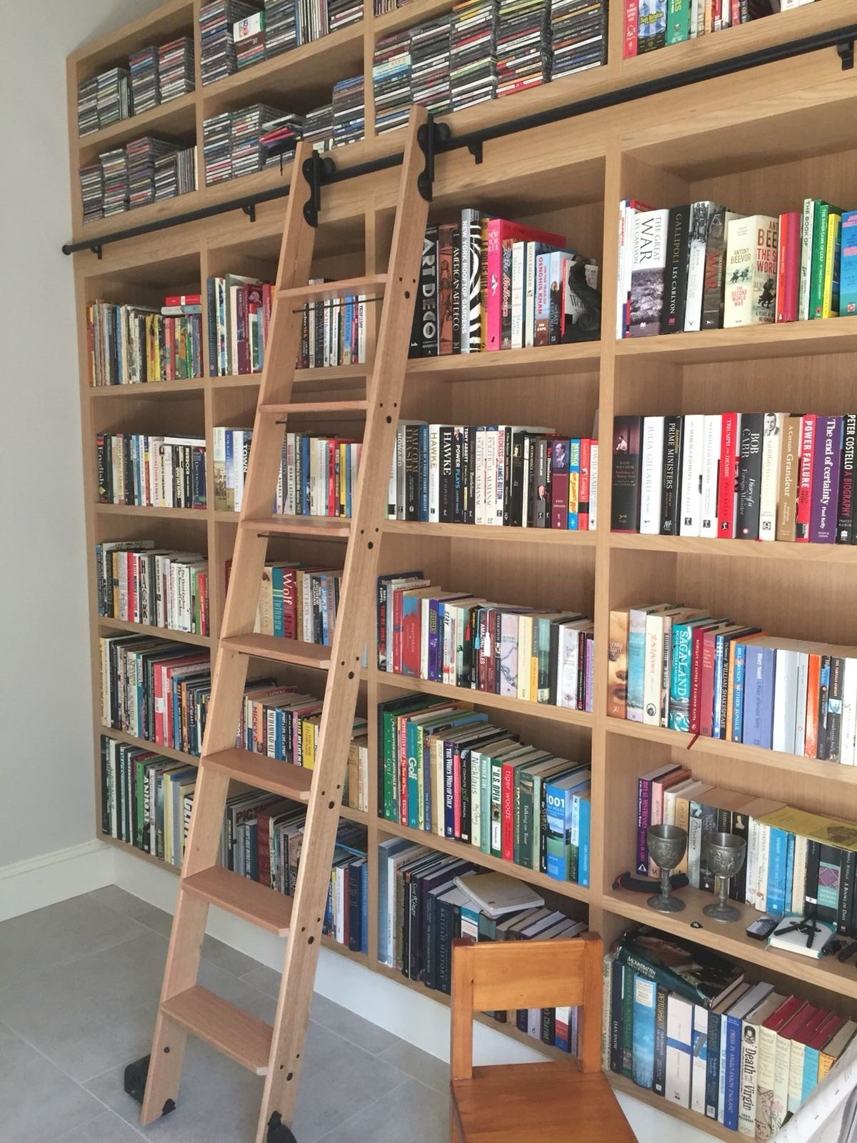 Somewhere to read, custom library shelves