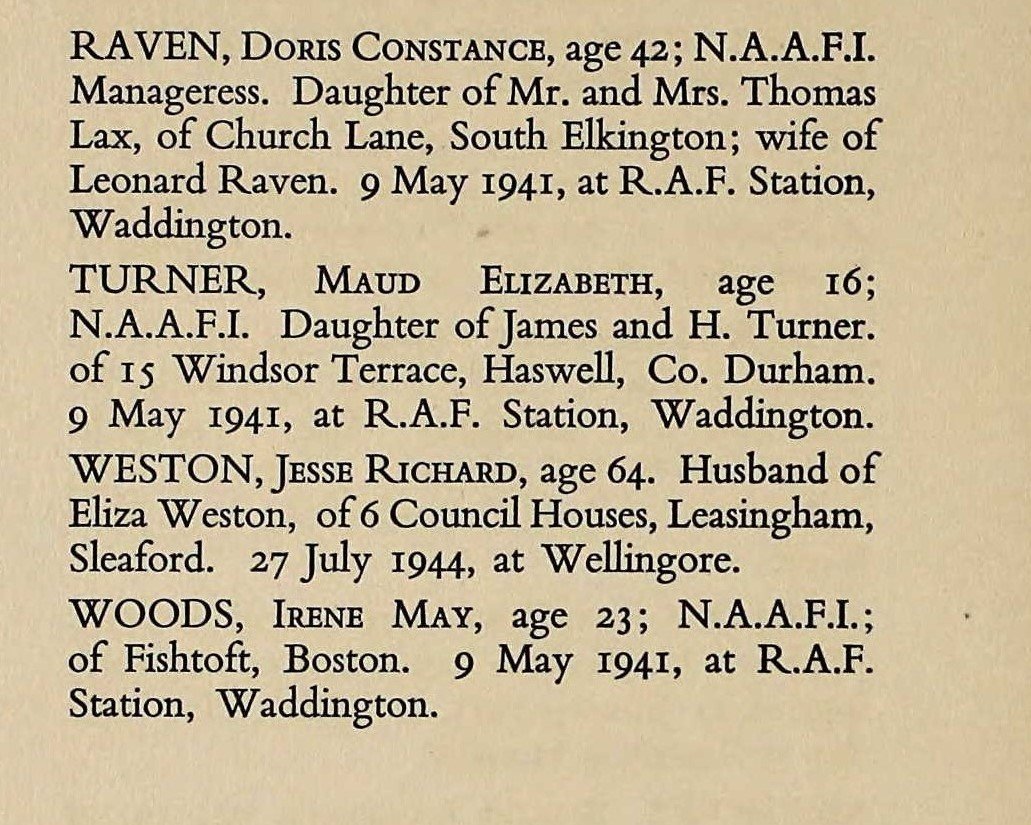 NAAFI Roll of Honour World War 2