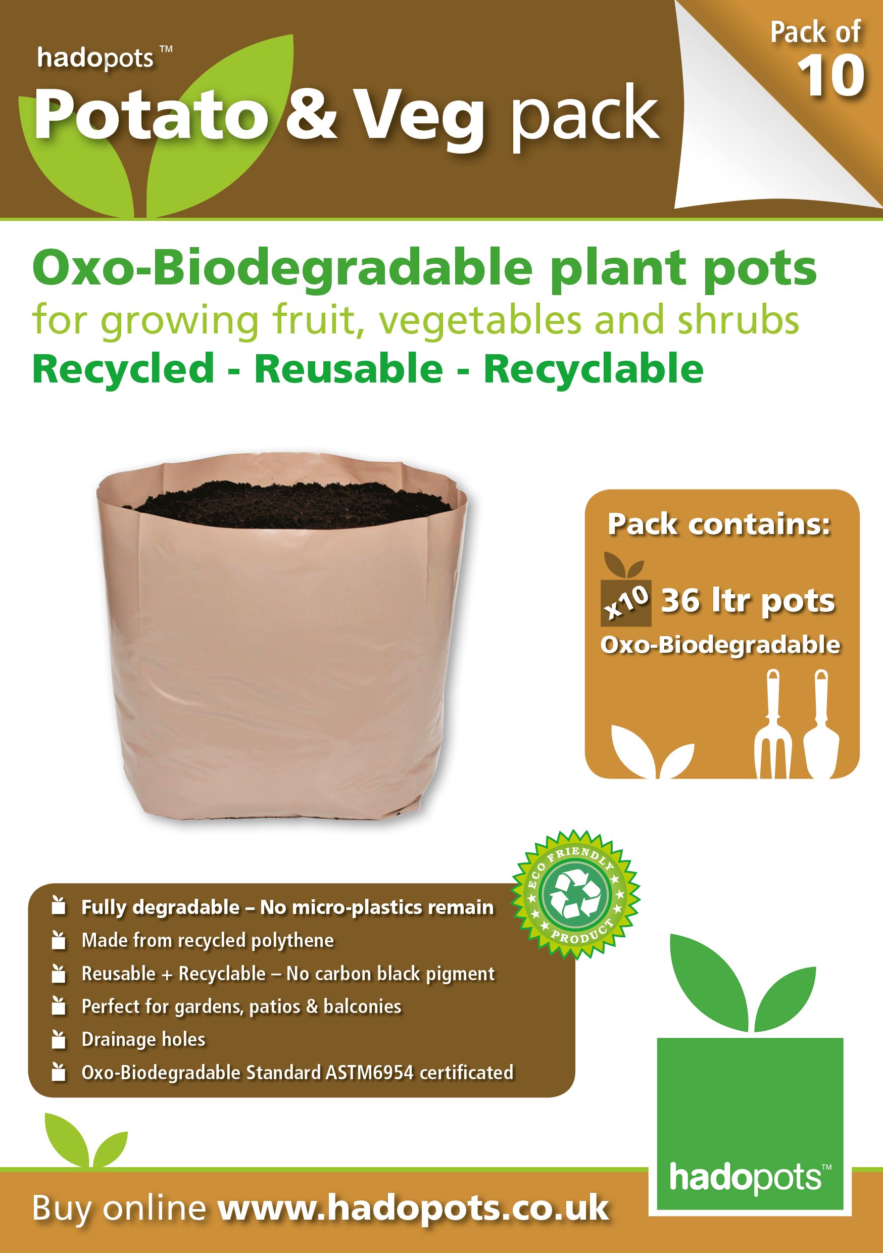 Polythene plant pots made from recycled polythene by Hadopots