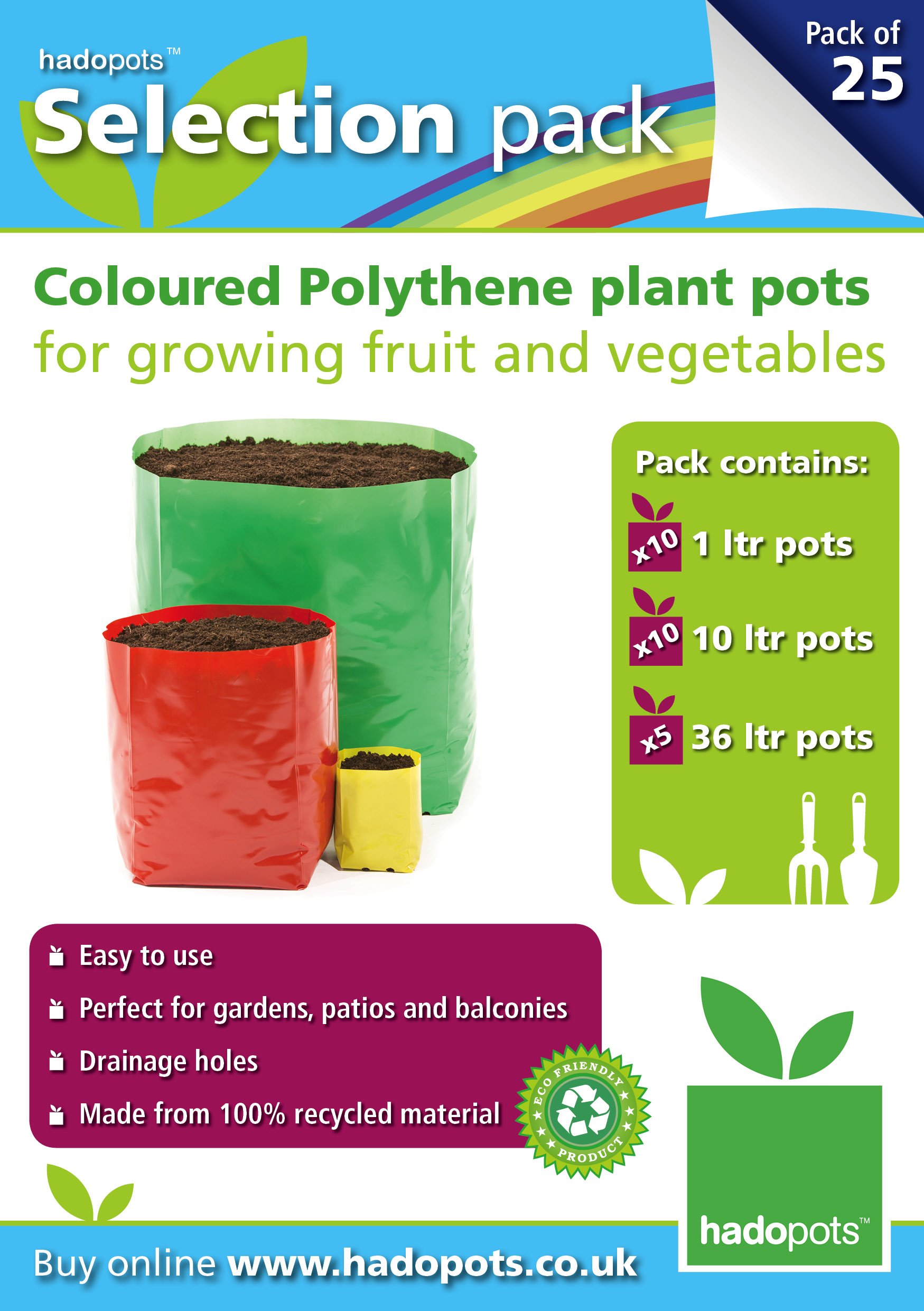 Polythene plant pots made from recycled polythene by Hadopots